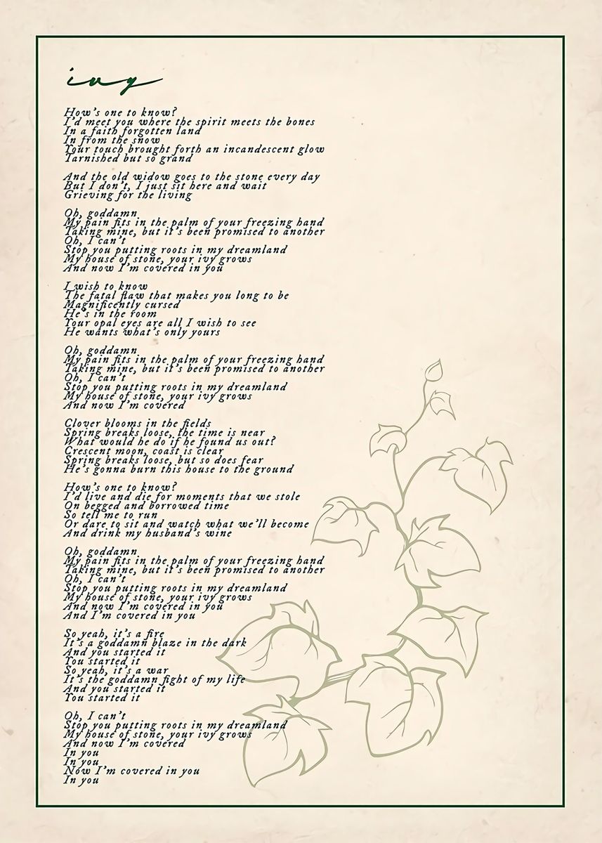 'ivy lyric' Poster, picture, metal print, paint by Executive Clubs ...