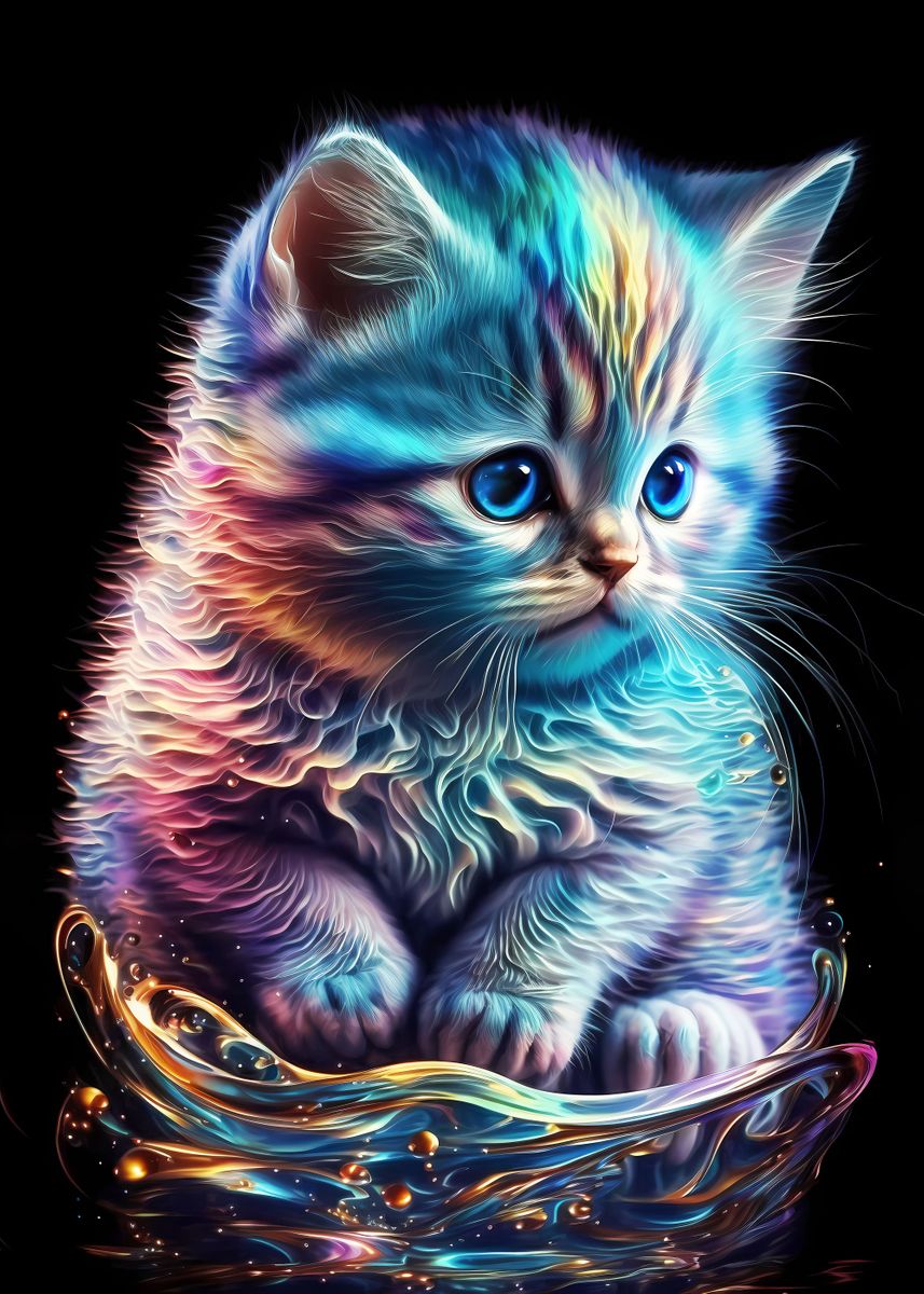 'Cute Nebula Kitten' Poster, picture, metal print, paint by Luong Phat ...