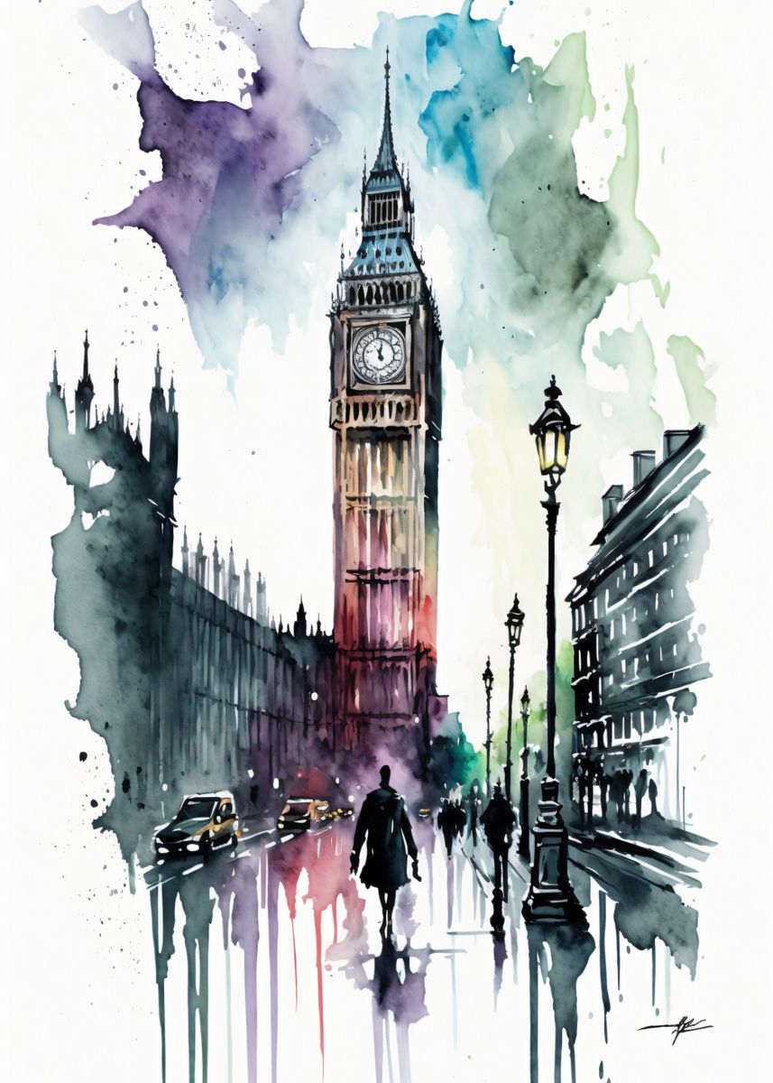'big ben colors' Poster by Marc Kunze | Displate
