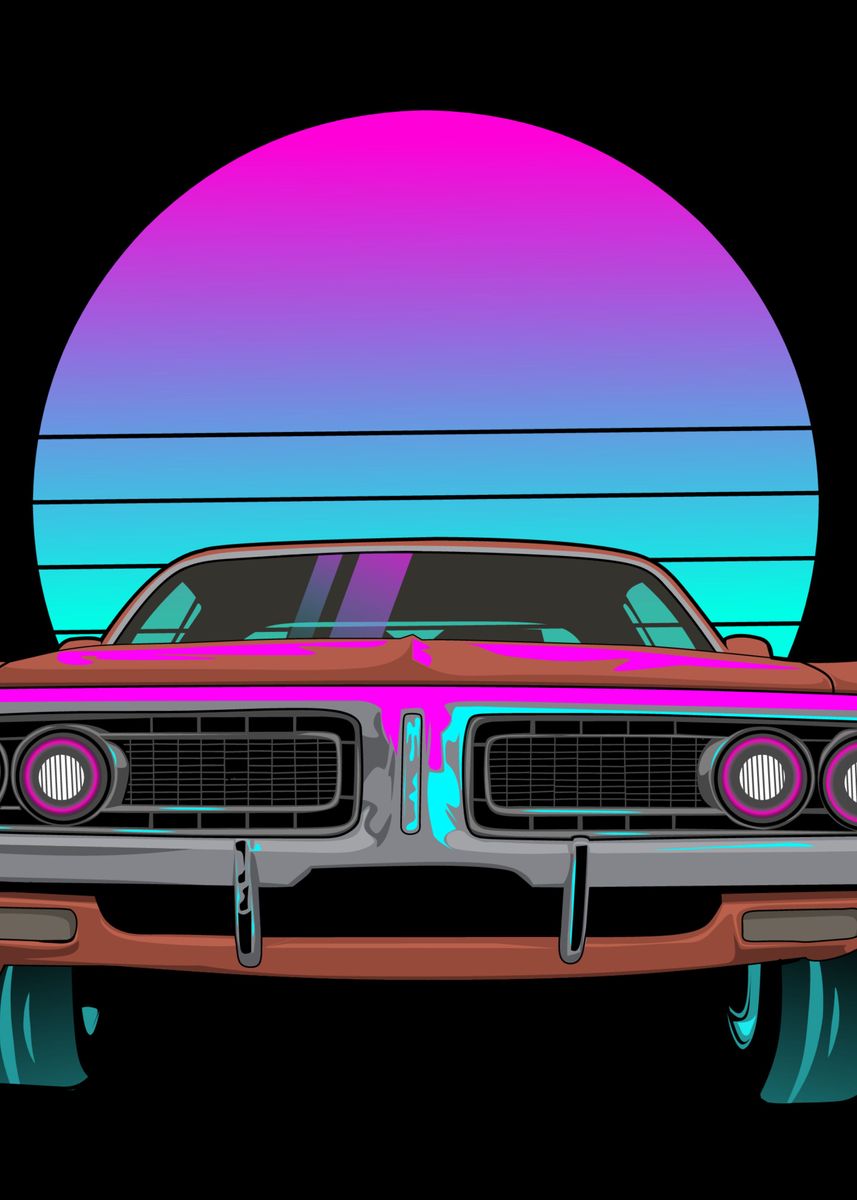'Dodge charger retro' Poster, picture, metal print, paint by chillibit ...