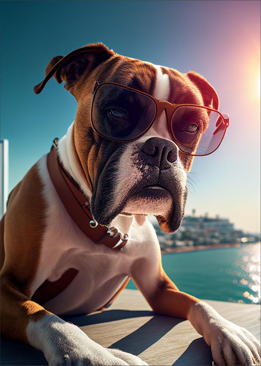 'Boxer dog' Poster, picture, metal print, paint by Media Editing | Displate