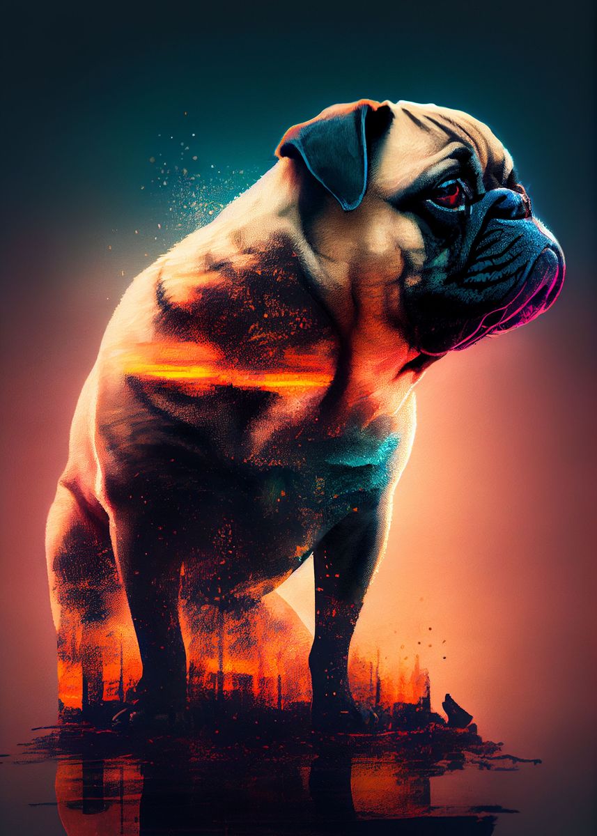 'Pug Dog' Poster, picture, metal print, paint by DecoyDesign | Displate