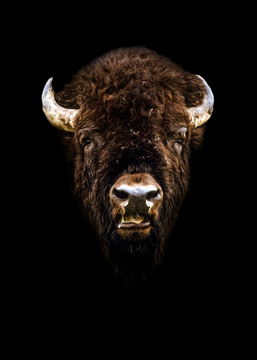 'Bison head' Poster, picture, metal print, paint by Gyula Gvardián ...