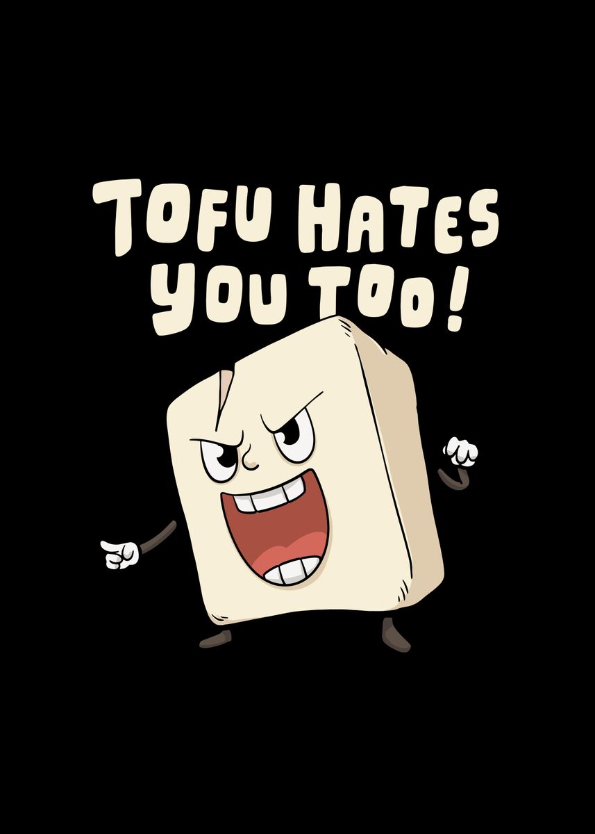'Angry Tofu Plantbased' Poster, picture, metal print, paint by Michael ...