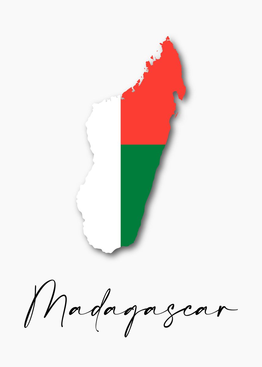 'Madagascar Map Flag' Poster, picture, metal print, paint by dkDesign ...