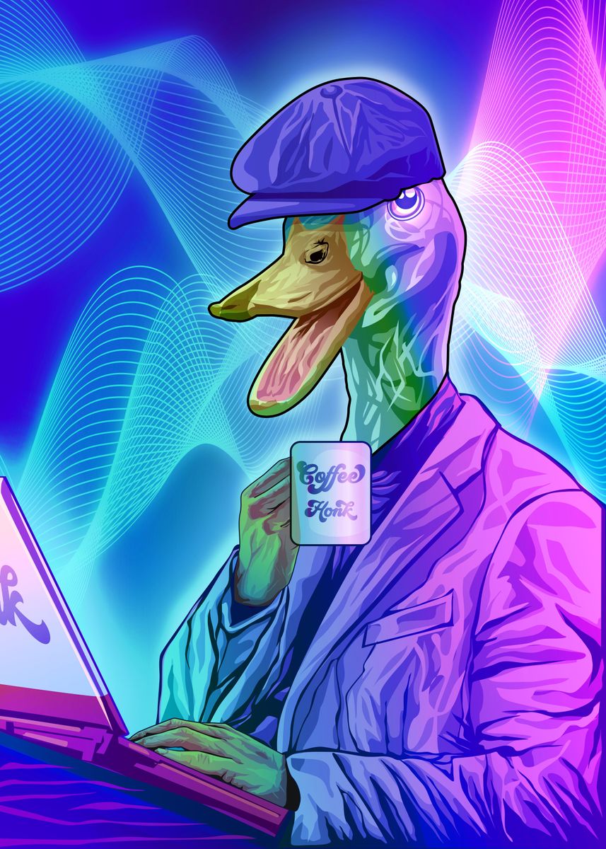 'funny duck at work' Poster by Ilhamqrov | Displate