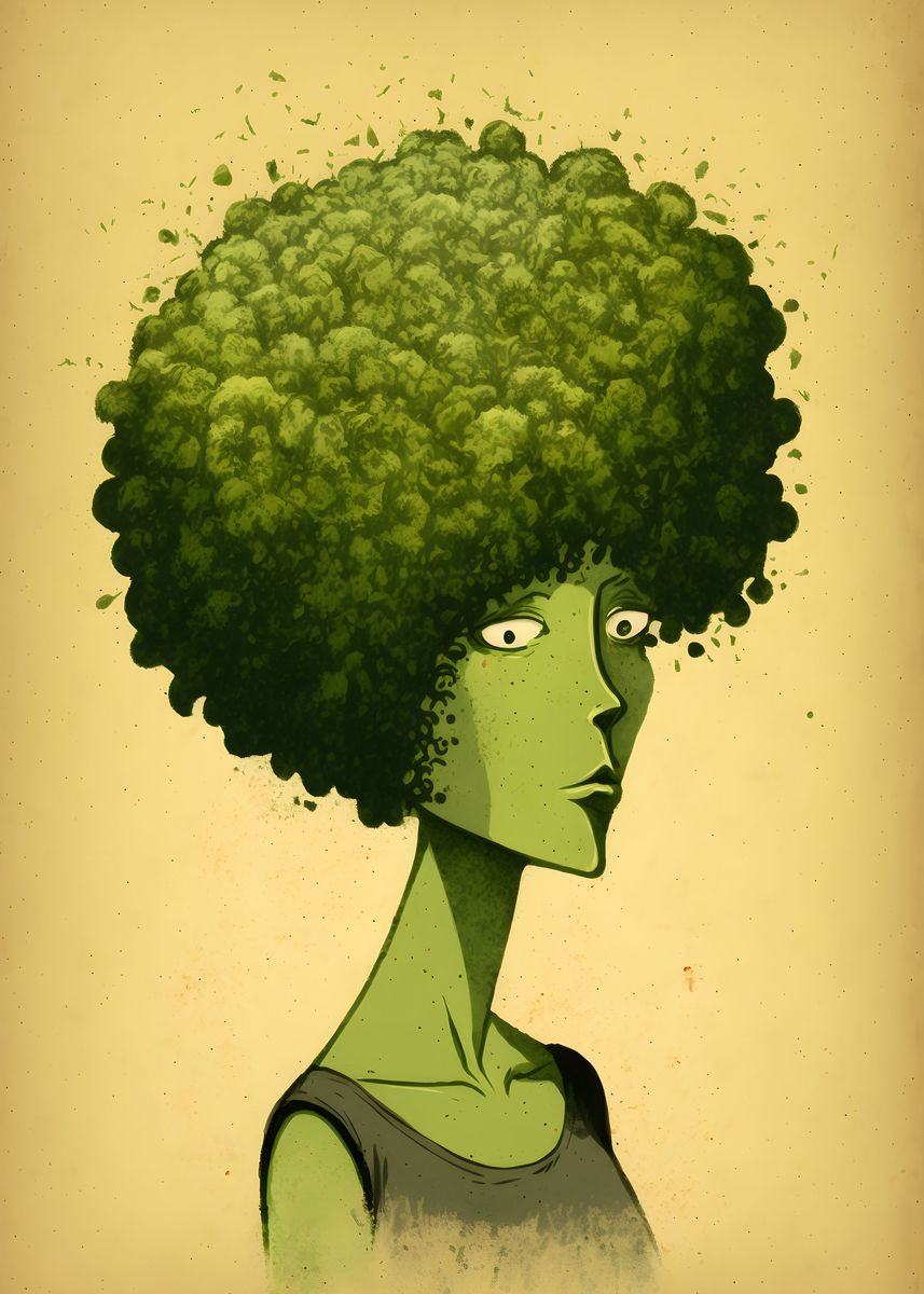 'Broccoli Hair' Poster, picture, metal print, paint by David Godbehere ...
