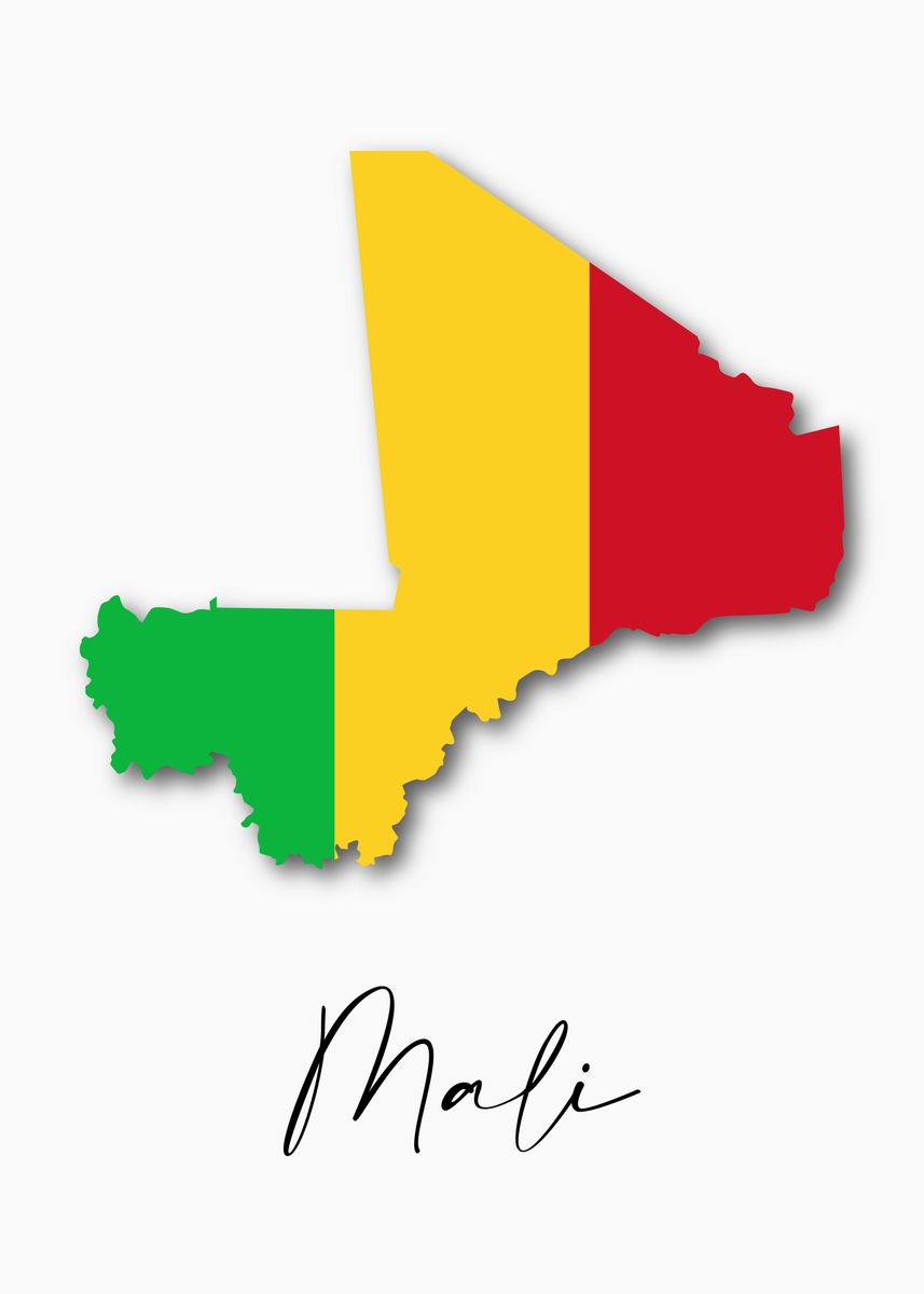 'Mali Country Map Flag' Poster, picture, metal print, paint by dkDesign ...