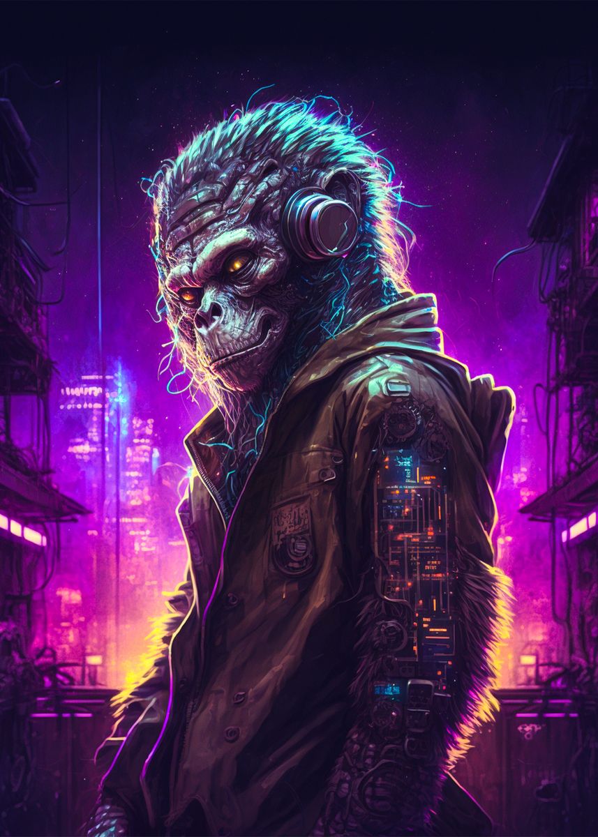 'Futuristic Monkey' Poster, picture, metal print, paint by Giorgos ...