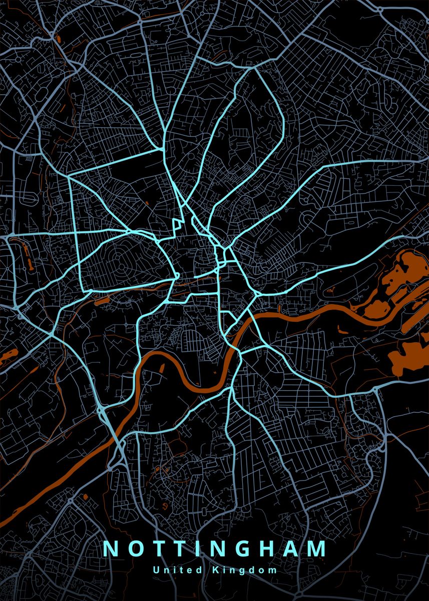 'Nottingham' Poster, picture, metal print, paint by Deeo | Displate