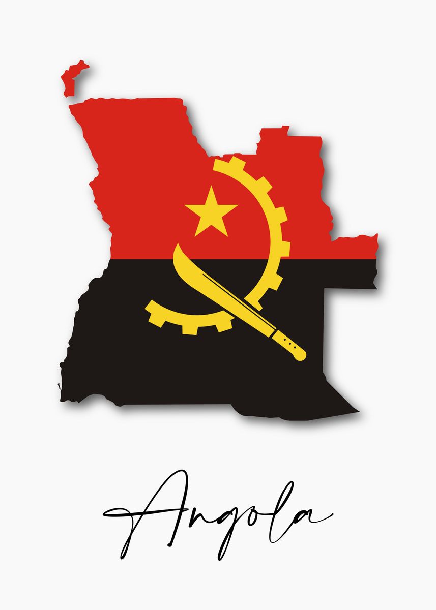 'Angola Country Map Flag' Poster, picture, metal print, paint by ...