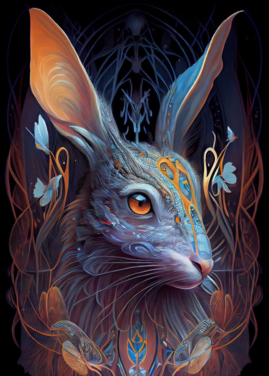 'Beautiful Colorful Rabbit' Poster, picture, metal print, paint by ...