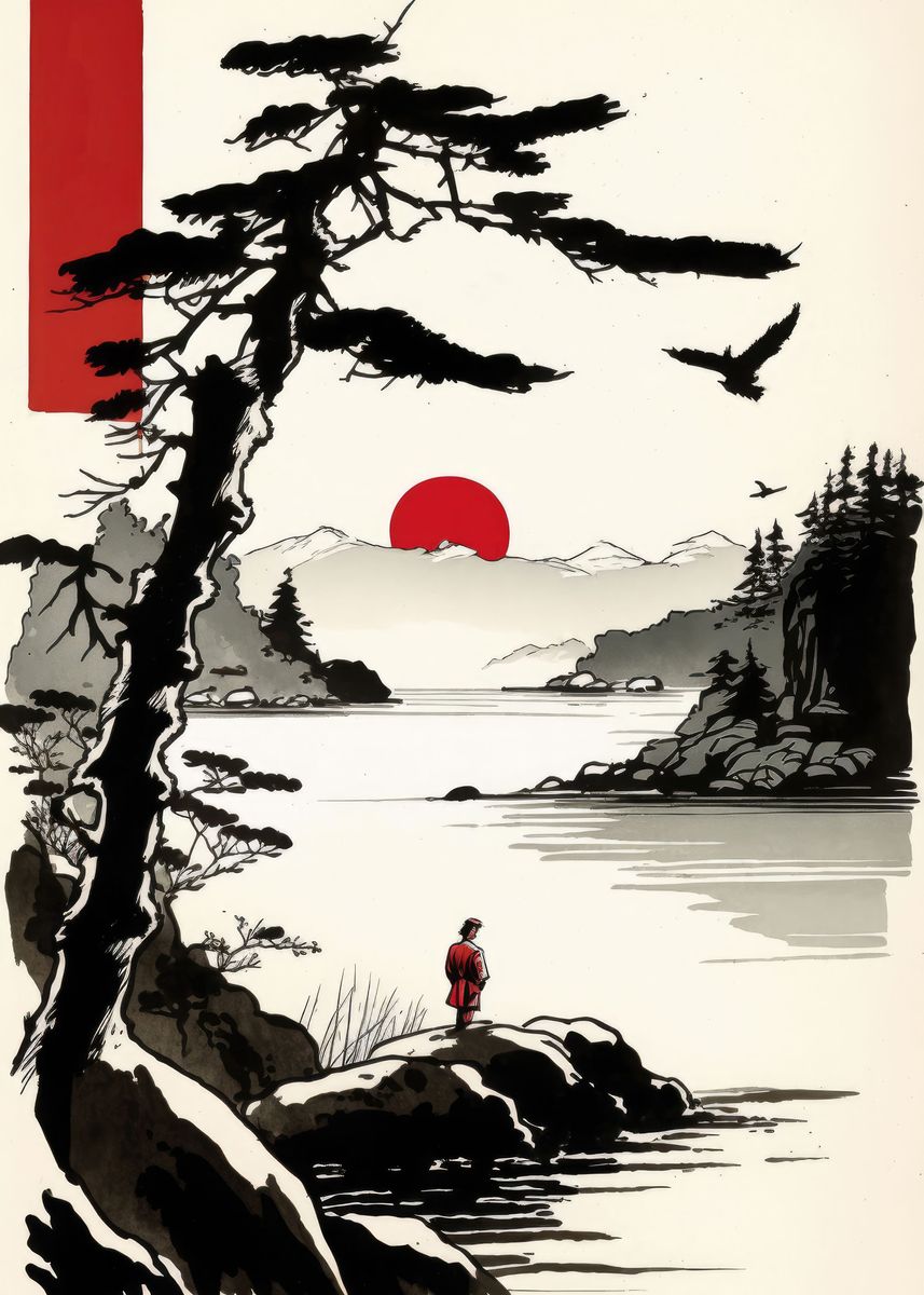 'Japanese Landscape' Poster, picture, metal print, paint by Mitoka ...