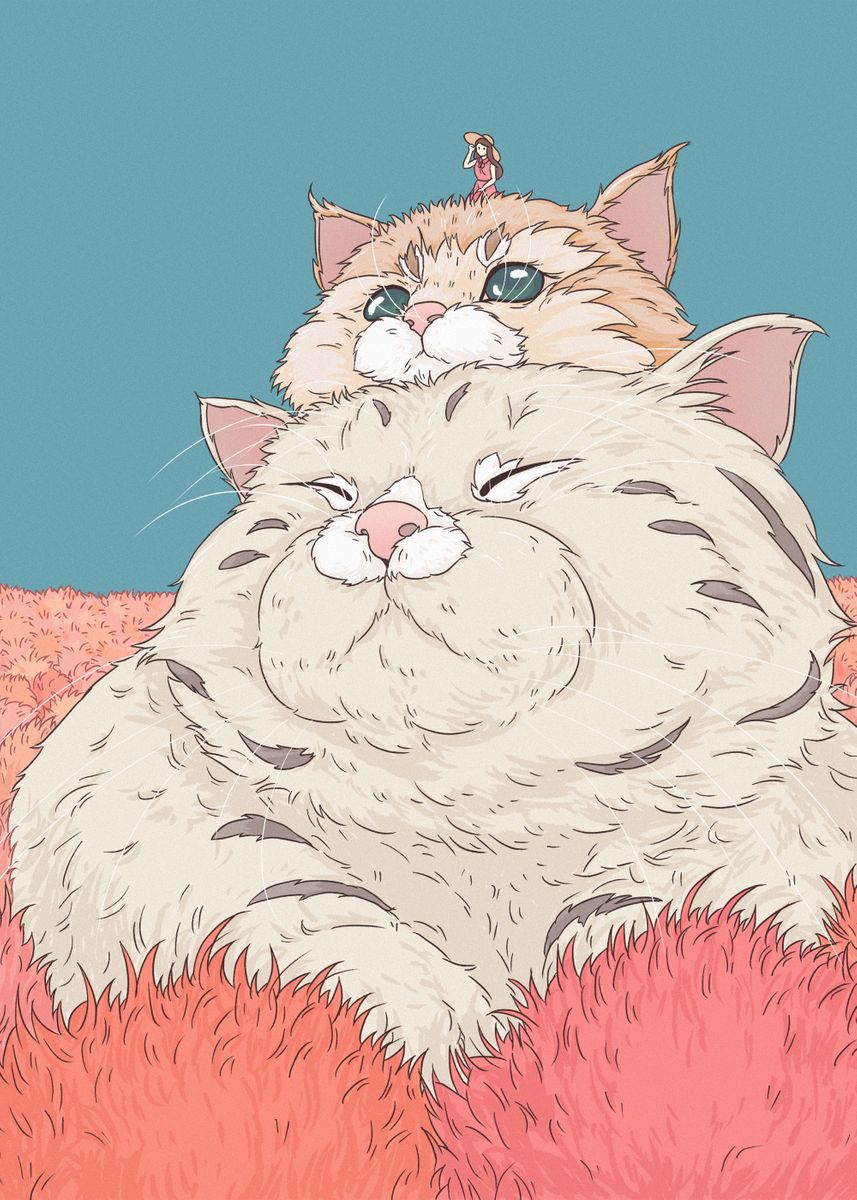 'Giant Cats' Poster, picture, metal print, paint by Maf Cheung | Displate