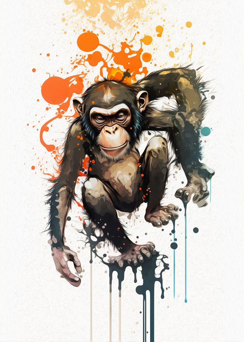 'Monkey' Poster, picture, metal print, paint by Sabiqul Fahmi | Displate