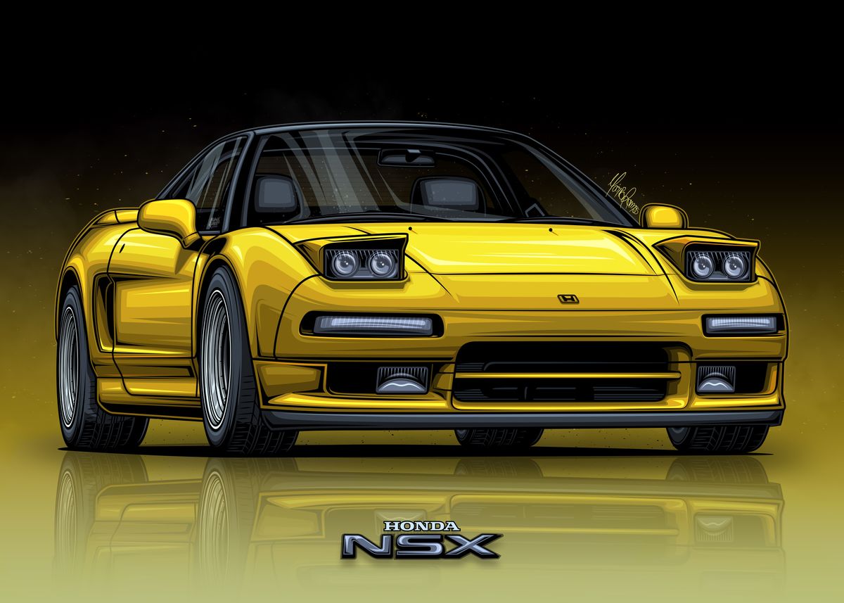 'Honda NSX Type S Yellow' Poster by Mário Ramos Art | Displate