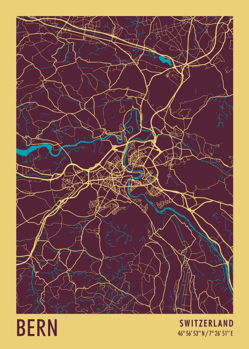 'Bern' Poster, picture, metal print, paint by Miracle Studio | Displate