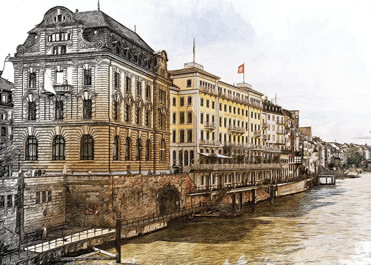 'Basel City Switzerland ' Poster by Max Ronn | Displate