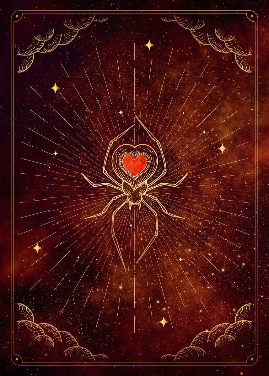 'Tarot the heart spider' Poster, picture, metal print, paint by Michael ...