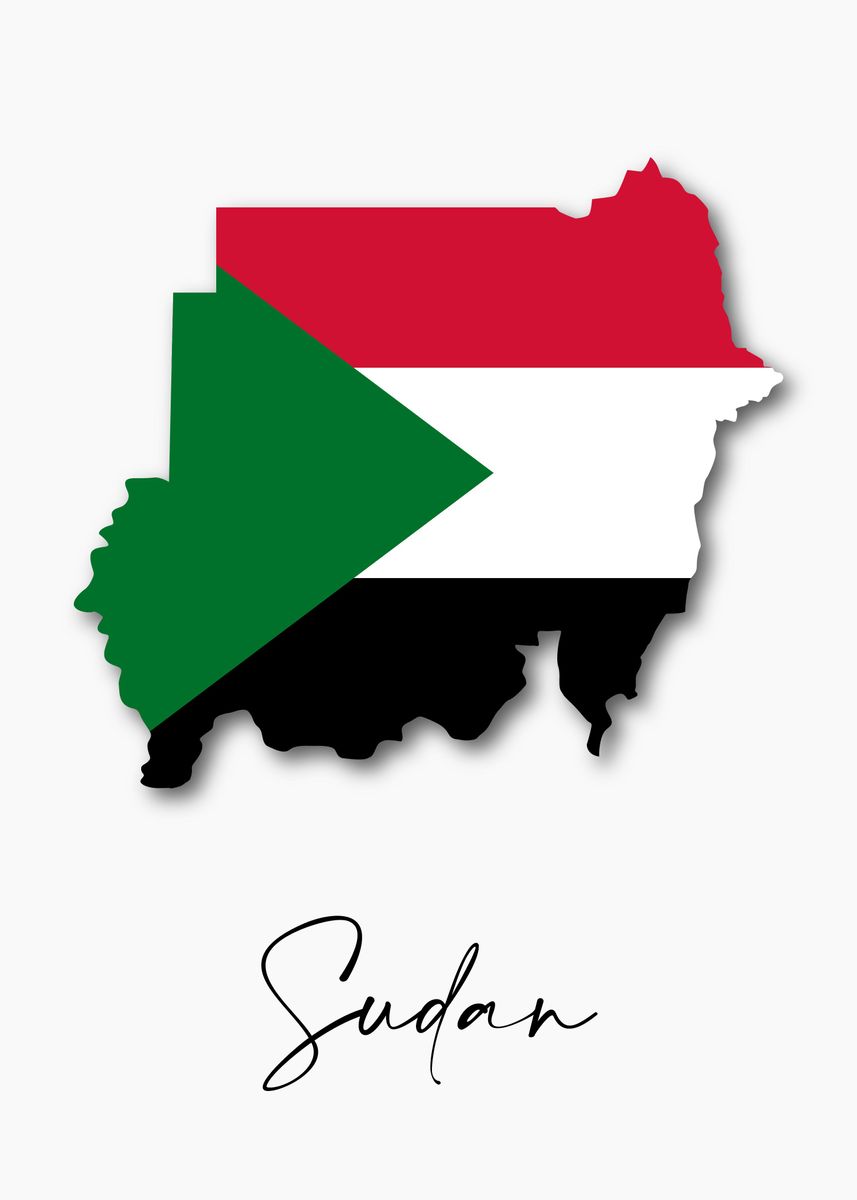 'Sudan Country Map Flag' Poster, picture, metal print, paint by ...