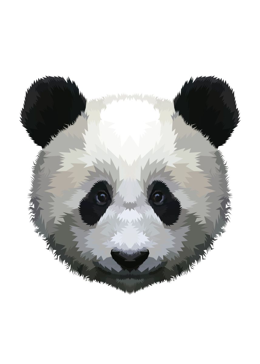 'Panda head on a white' Poster, picture, metal print, paint by Le Duc ...