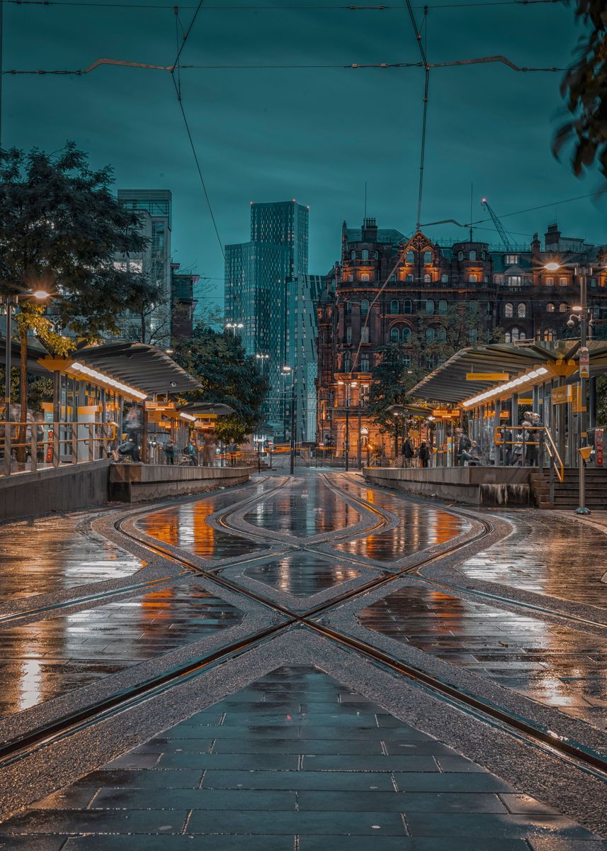 'Manchester at night' Poster, picture, metal print, paint by Darryl ...