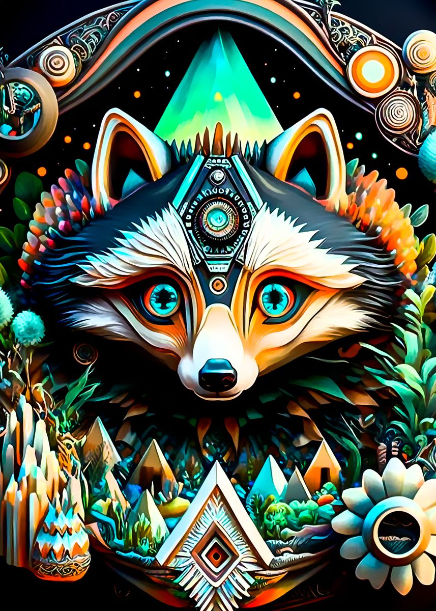'Raccoon Abstract' Poster, picture, metal print, paint by Rane Acer ...