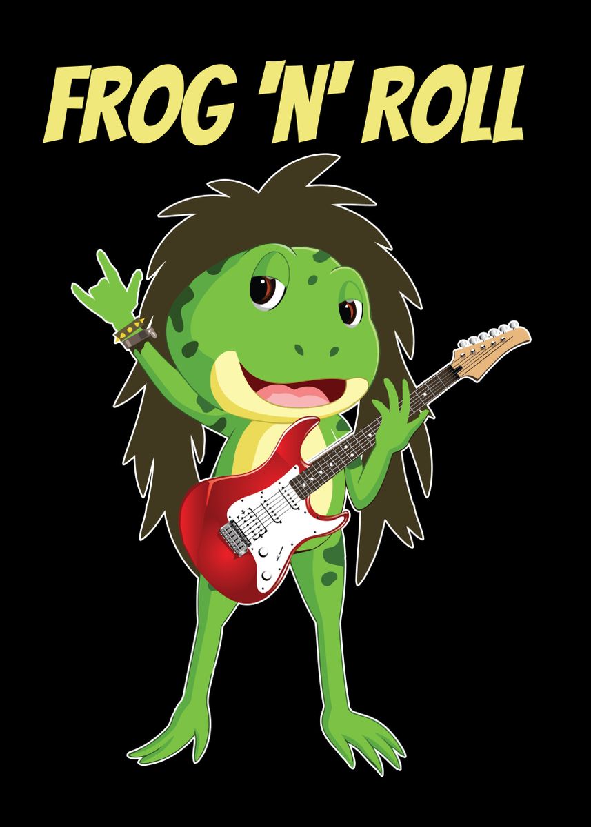 'Rock N Roll Frog Guitar' Poster, picture, metal print, paint by ...
