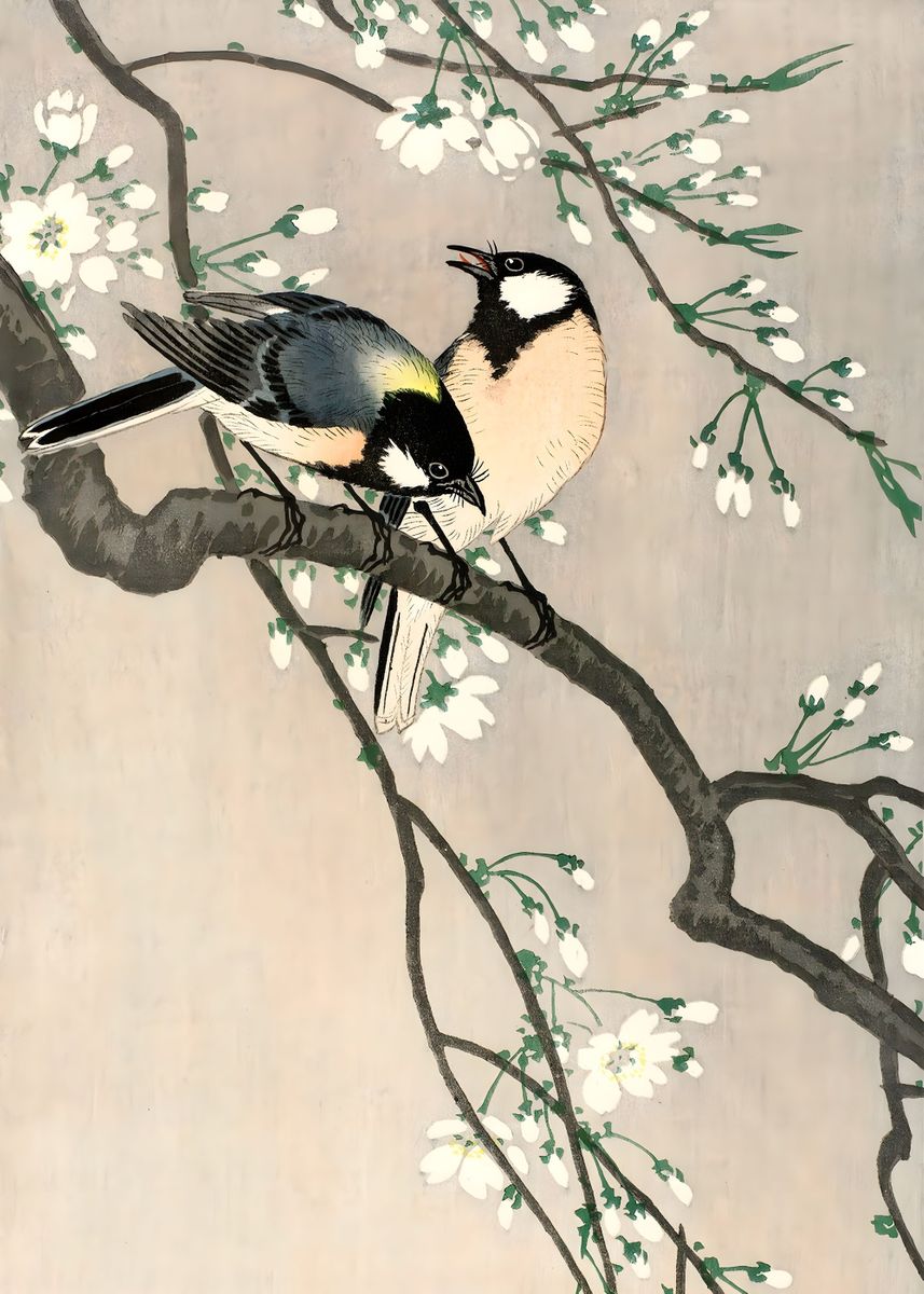 'Ukiyo e Birds on plum tree' Poster, picture, metal print, paint by ...