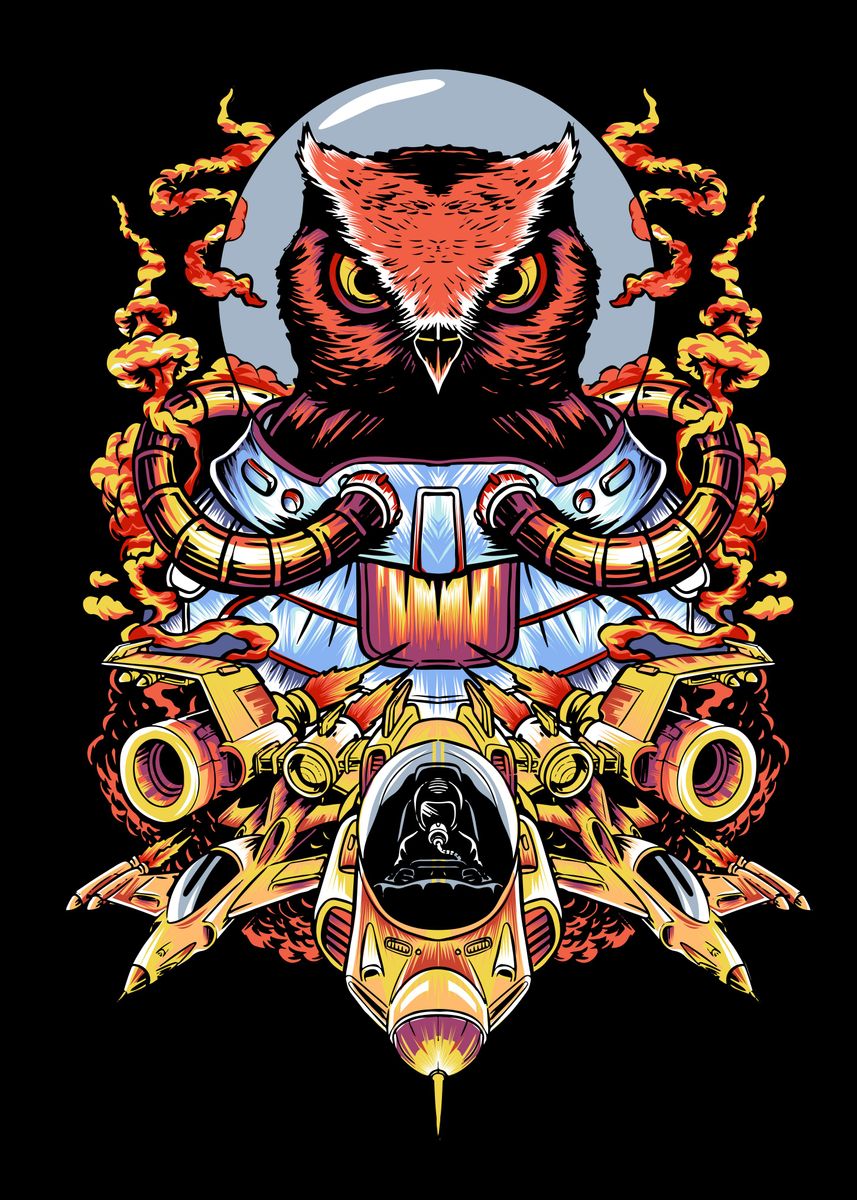 'Owl astronaut' Poster, picture, metal print, paint by JusticeEichmann ...