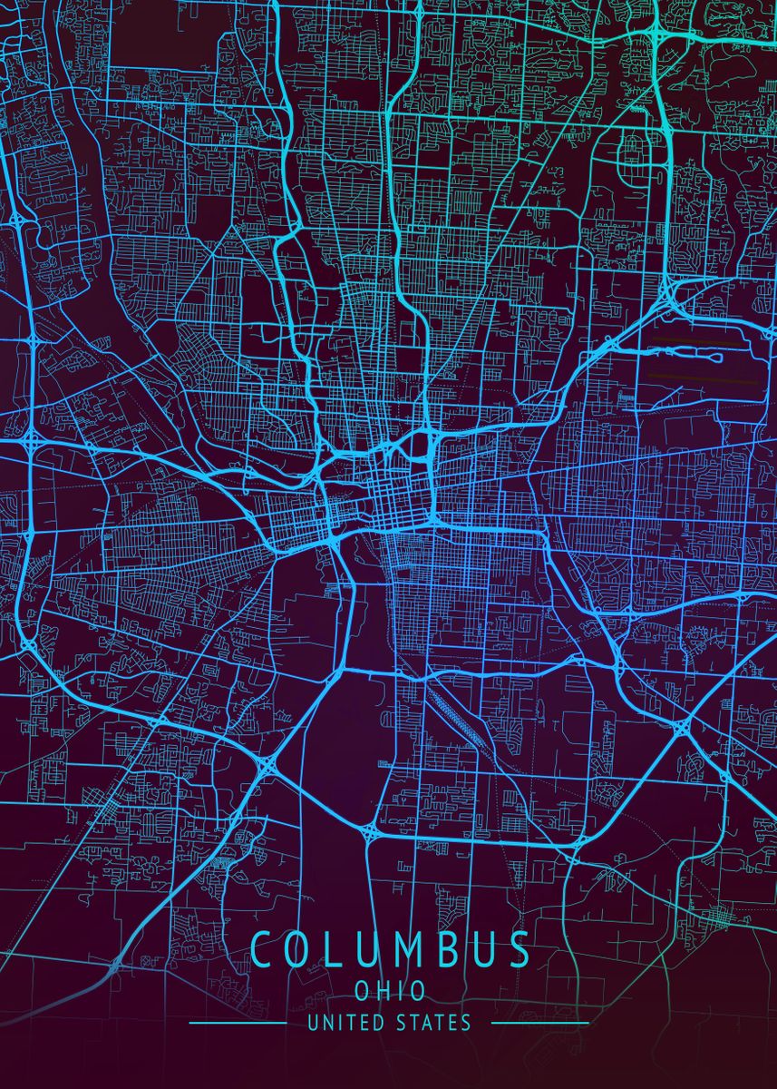 'Columbus Ohio USA City Map' Poster by Gigi Bgm | Displate