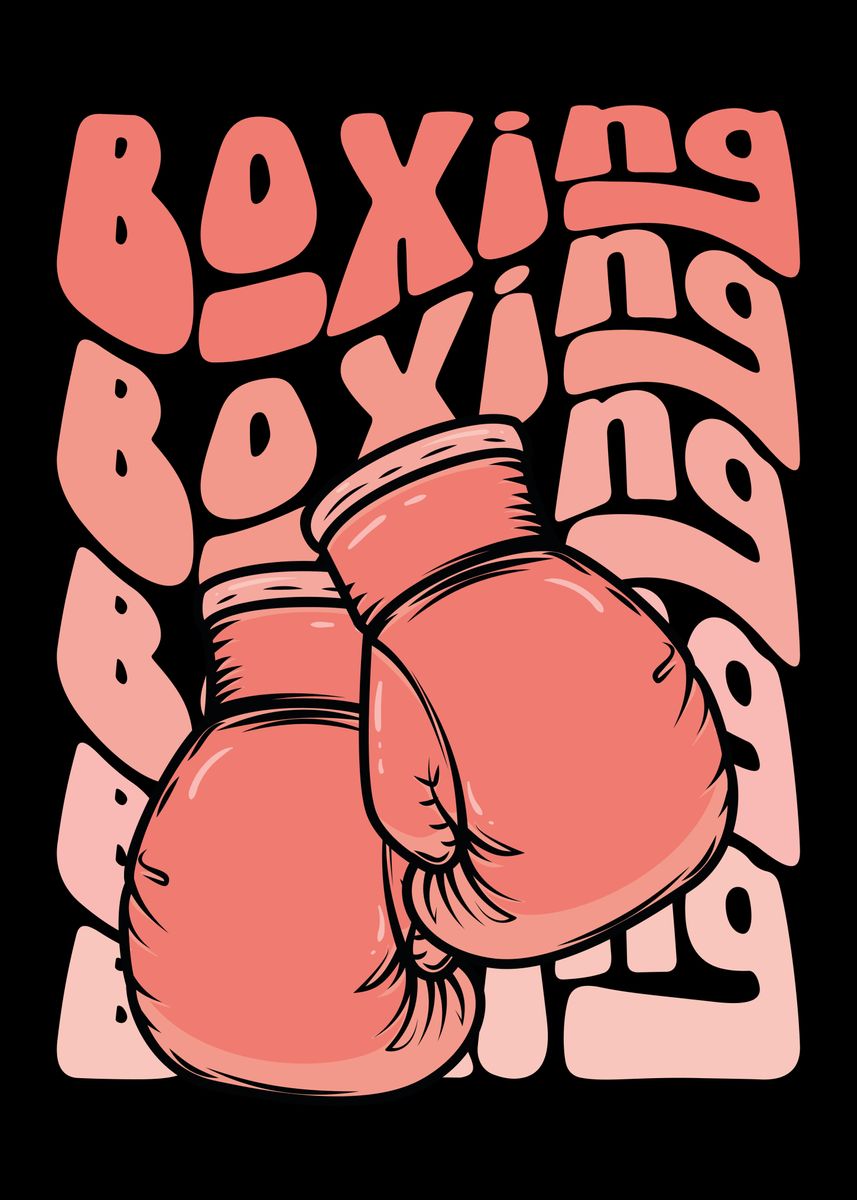 'Pink boxing gloves' Poster, picture, metal print, paint by BeMi | Displate