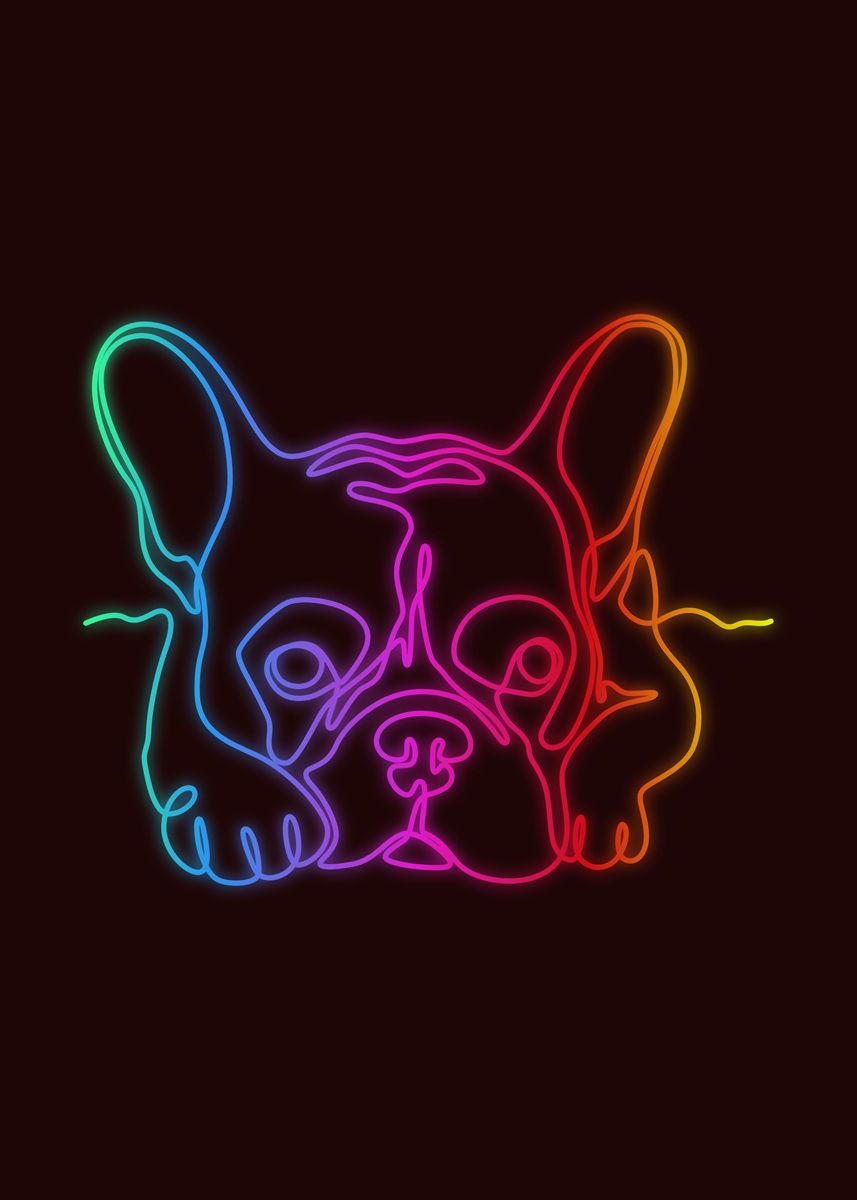 'French Bulldog Neon' Poster, picture, metal print, paint by OTASTD ...