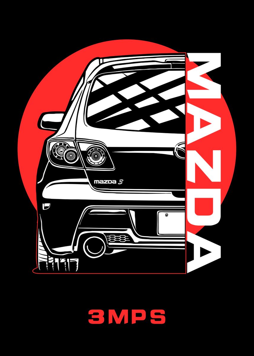 'Mazda 3 MPS' Poster, picture, metal print, paint by Faissal Thomas | Displate