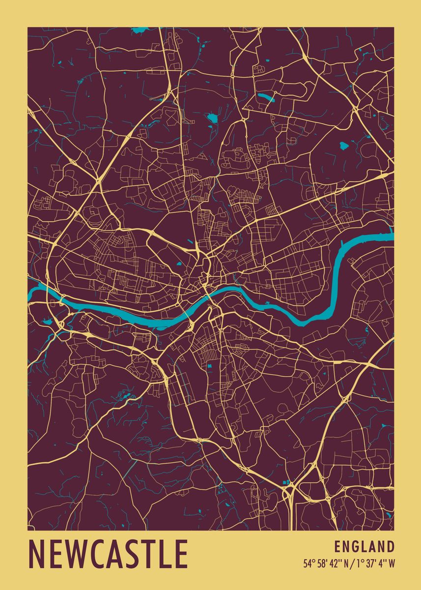 'Newcastle' Poster, picture, metal print, paint by Miracle Studio ...