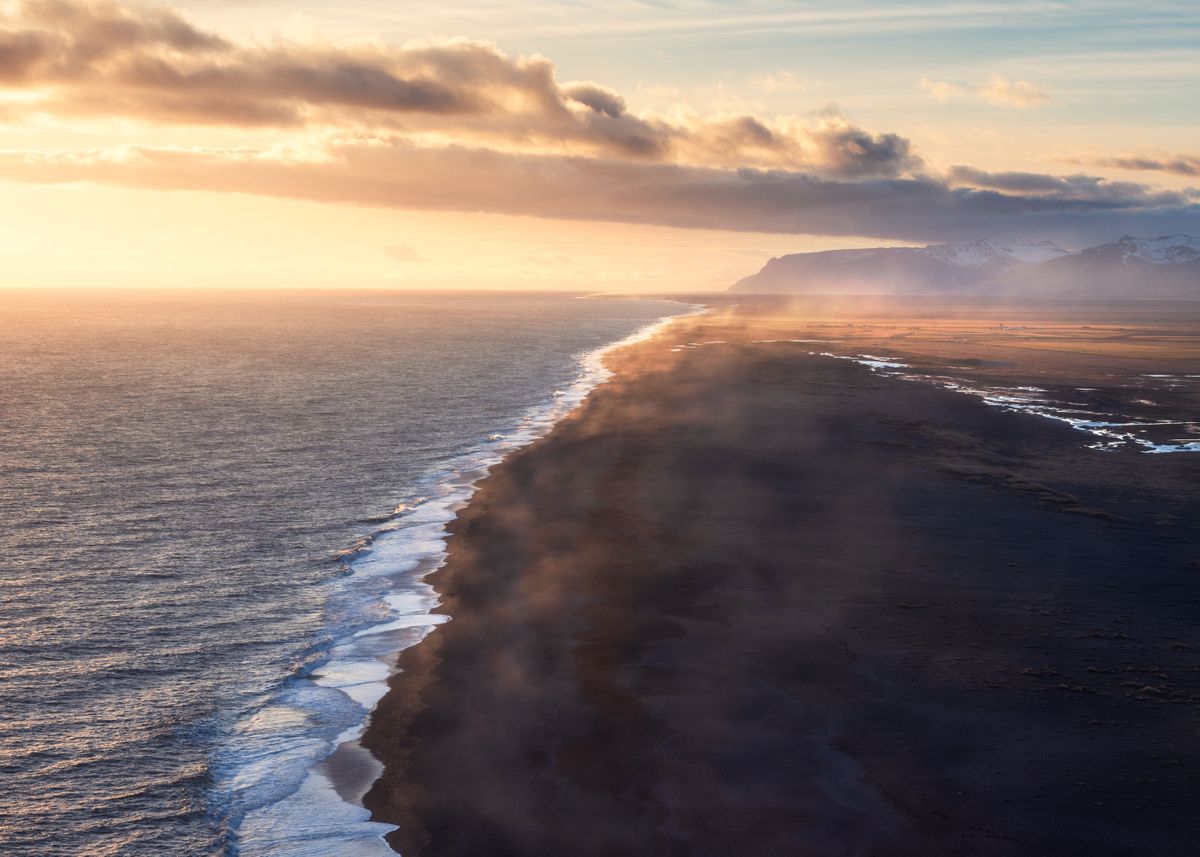 'Black Sand Beach Sunset' Poster by Daniel Gastager | Displate