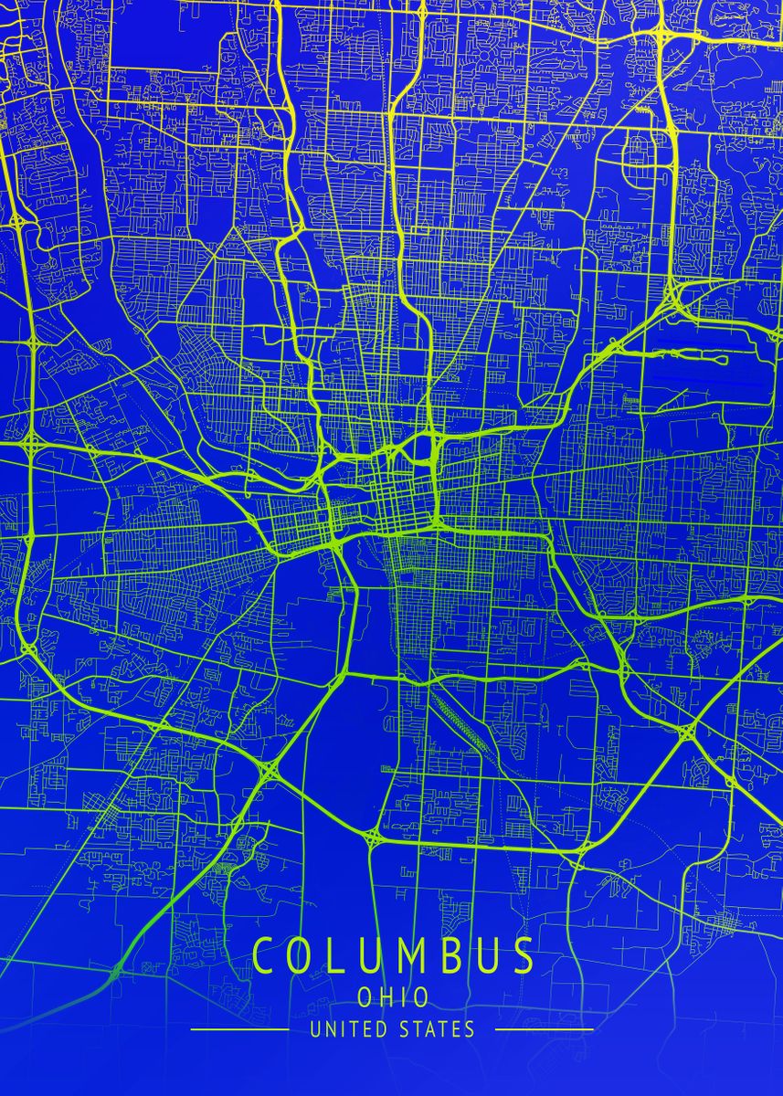 'Columbus Ohio USA City Map' Poster, picture, metal print, paint by ...