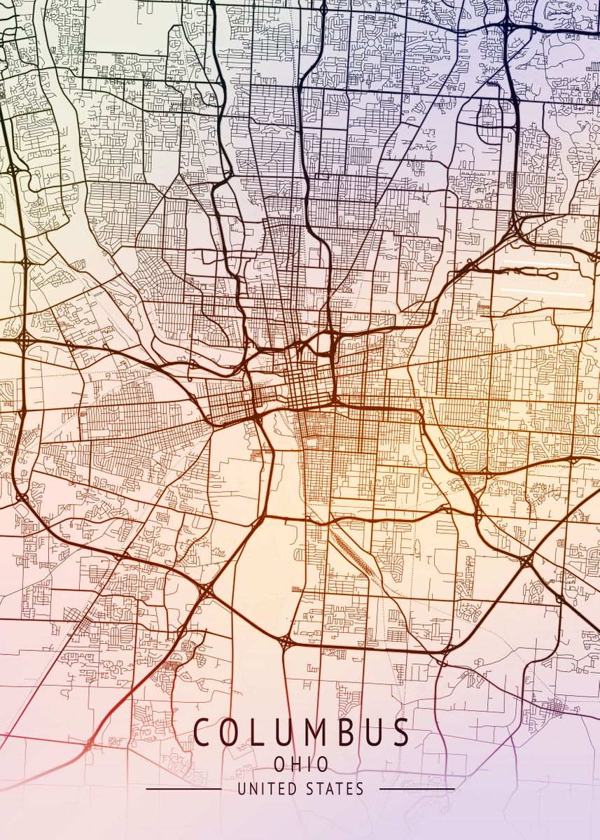'Columbus Ohio USA City Map' Poster, picture, metal print, paint by ...