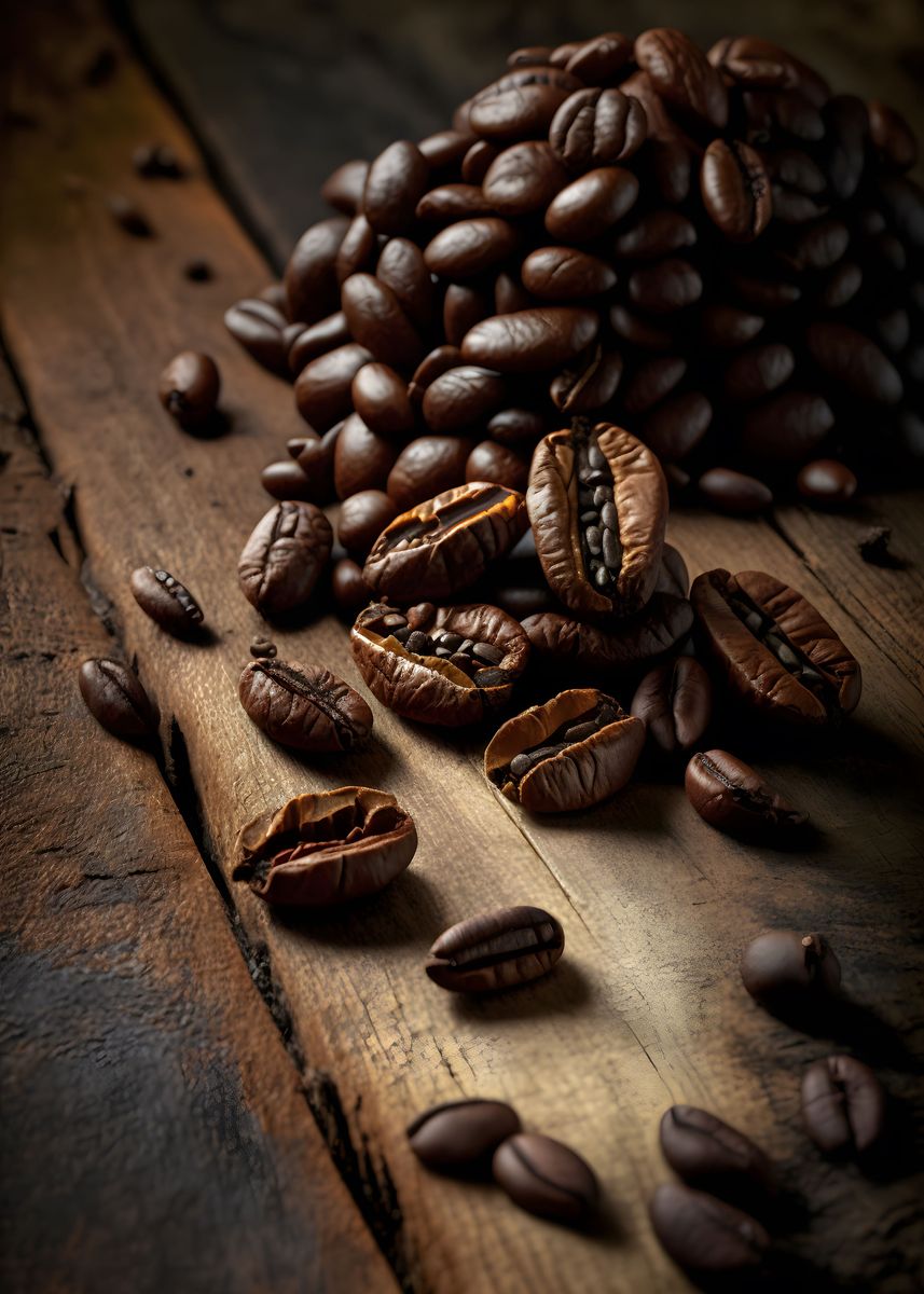 'Coffee Beans' Poster, picture, metal print, paint by David Godbehere ...