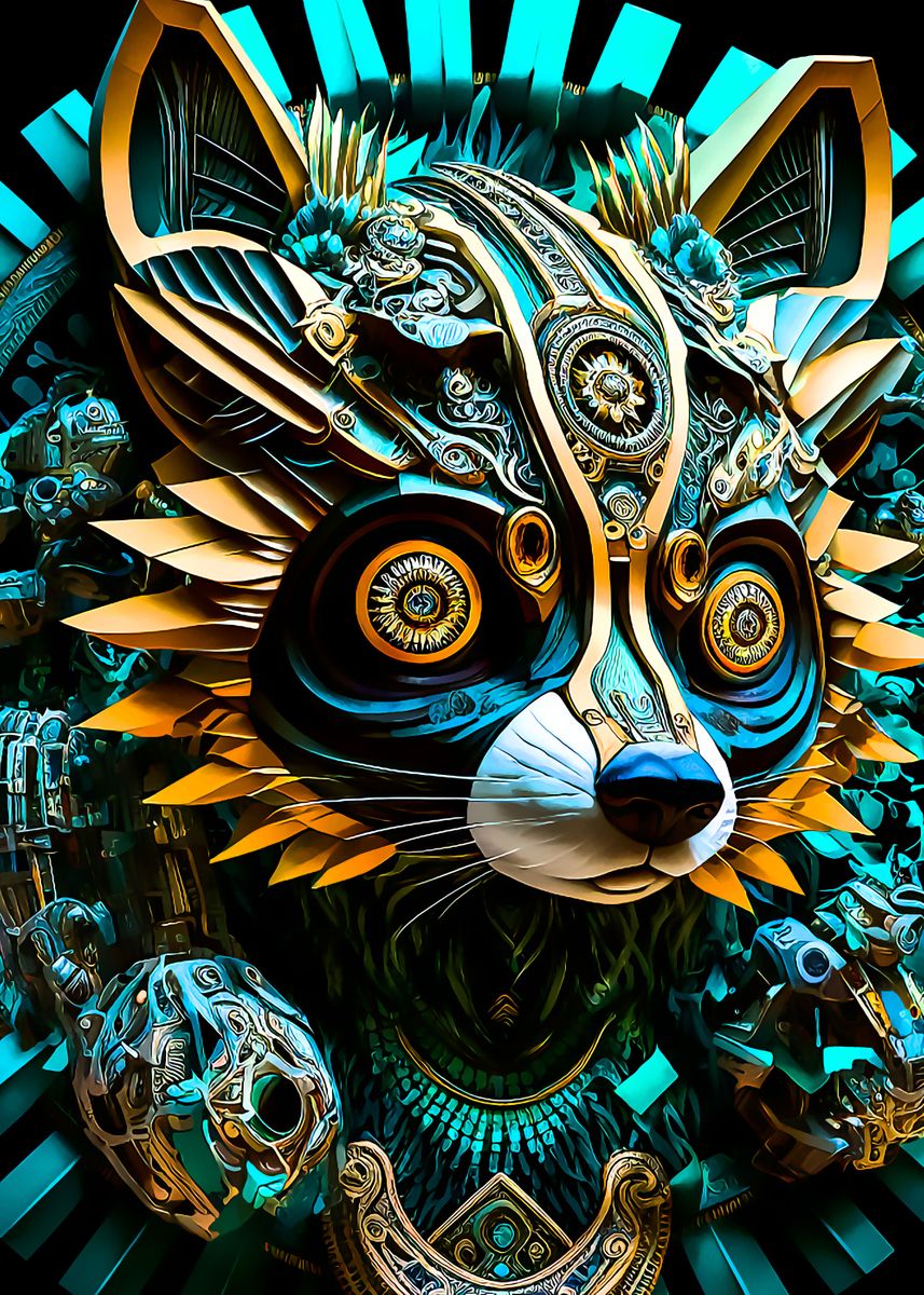 'Raccoon Abstract' Poster, picture, metal print, paint by Rane Acer ...