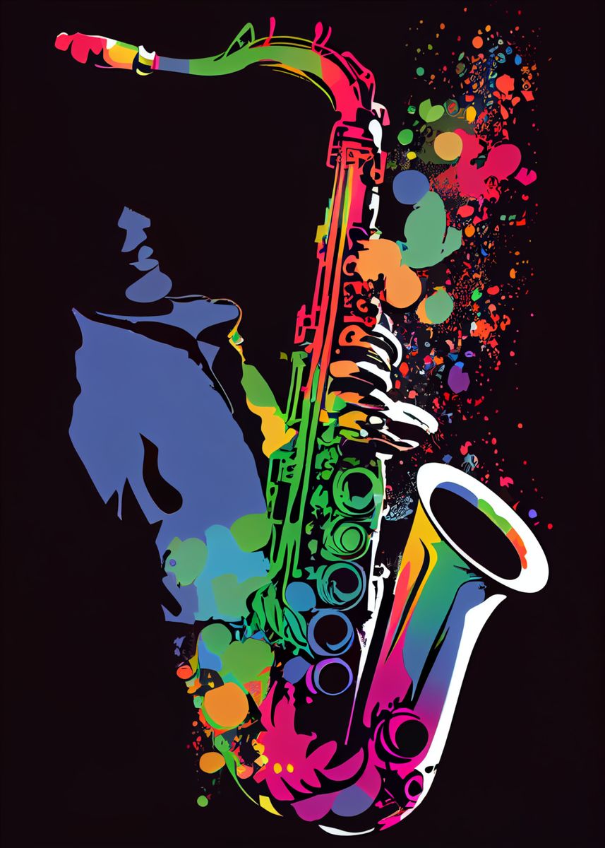 'Melodic Moods Saxophone' Poster, picture, metal print, paint by ...