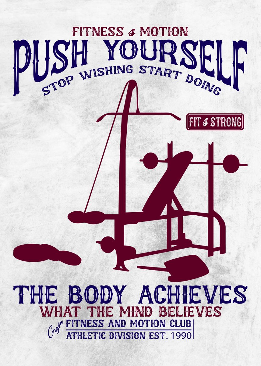 'Push Yourself' Poster, picture, metal print, paint by crbn design ...