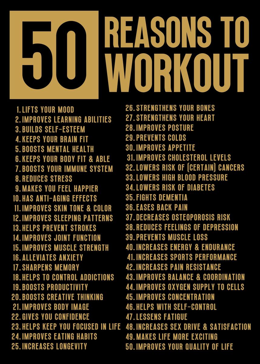 '50 Reason to Workout' Poster, picture, metal print, paint by Yess ...