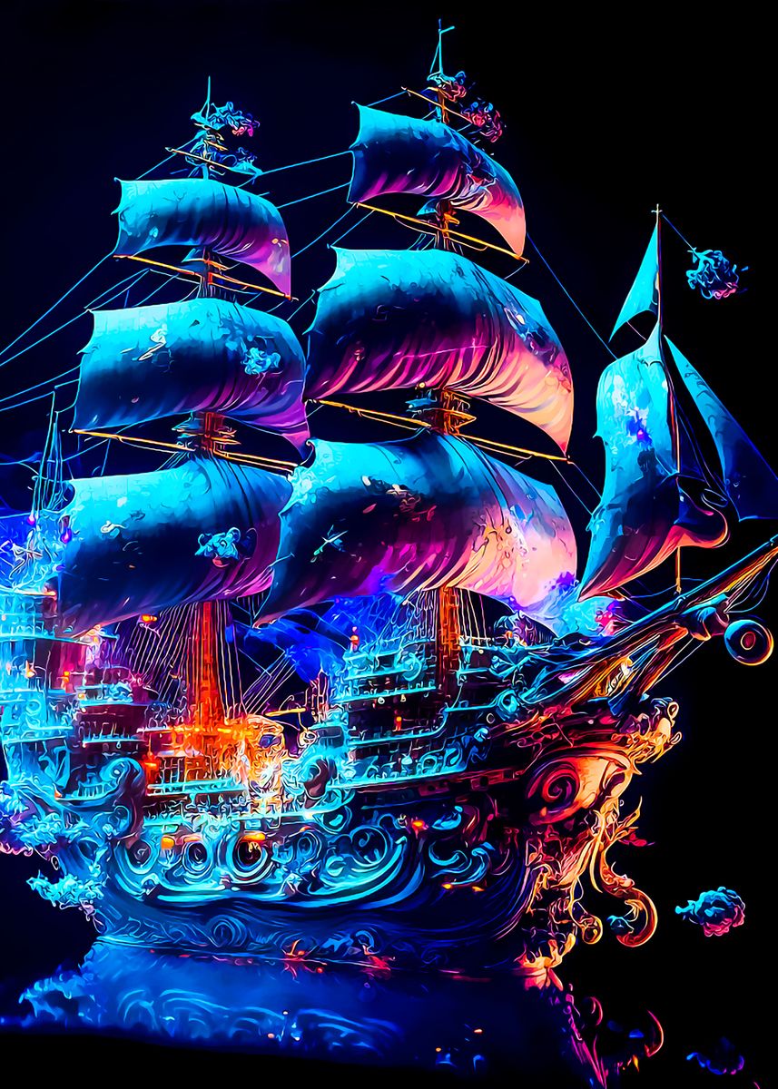 'Fantasy Ship' Poster, picture, metal print, paint by Nguyen Trung ...