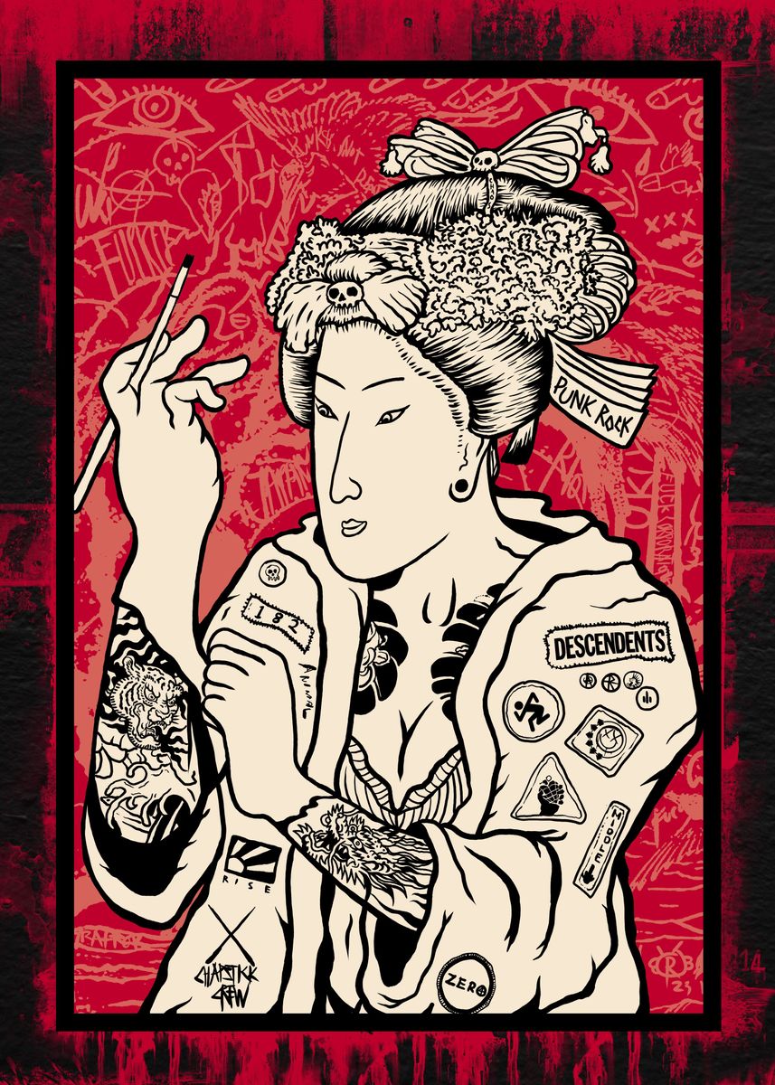 'PUNK NURSE GEISHA' Poster, picture, metal print, paint by Robby ...