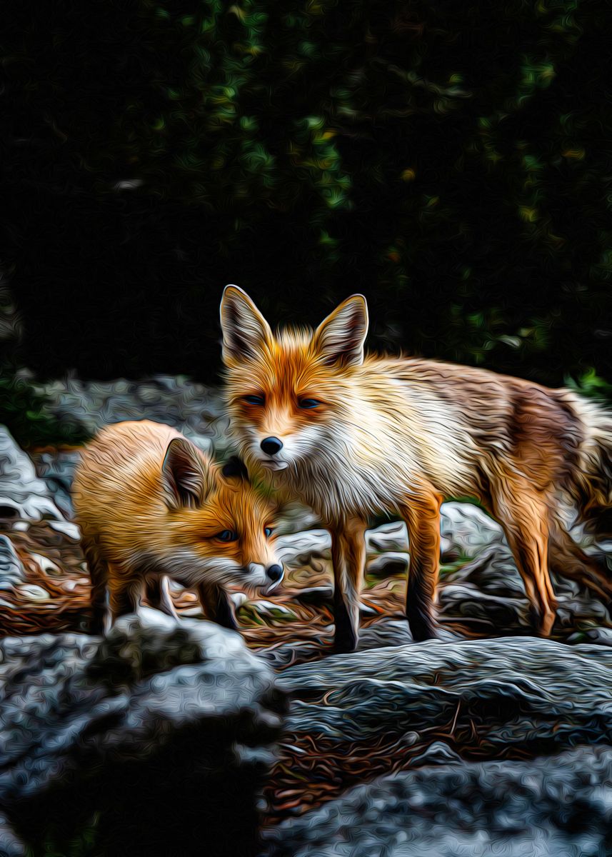 'Fox' Poster, picture, metal print, paint by Tiker Arts | Displate