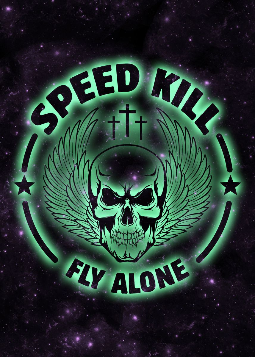 'speed kill fly alone' Poster, picture, metal print, paint by Ray Diaz | Displate