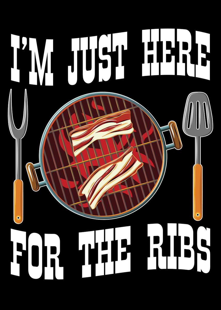'Barbecue Grilling Ribs' Poster by PangolinArts | Displate