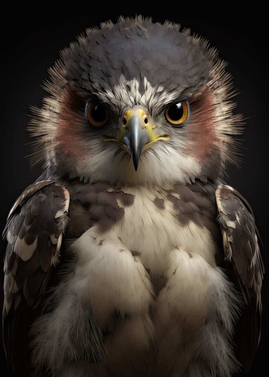 'Hawk Looking At The Camera' Poster, picture, metal print, paint by 21 ...