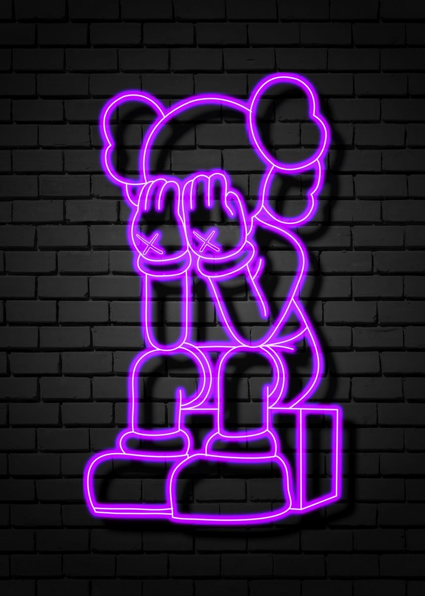 'Neon Kaws ' Poster, picture, metal print, paint by Boon Edgar | Displate